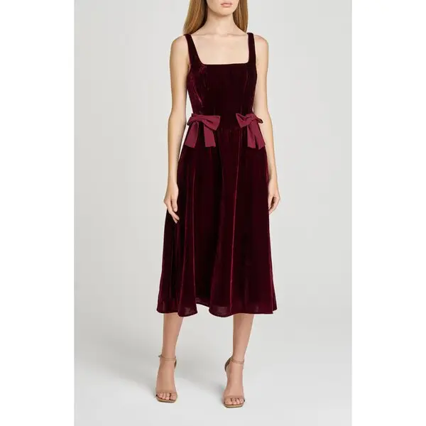 WAYF Ava Velvet Midi Dress