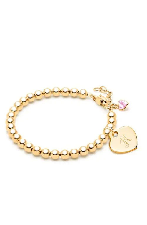 TINY BLESSINGS 14k Gold Beaded Bracelet With Engraved Initial - 14k Gold - H