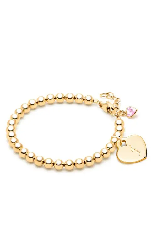 TINY BLESSINGS 14k Gold Beaded Bracelet With Engraved Initial - 14k Gold - I