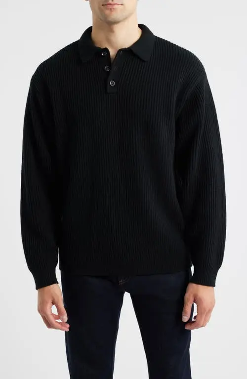 925 ORIGINALS Nicolas Rib Polo Sweater - Black