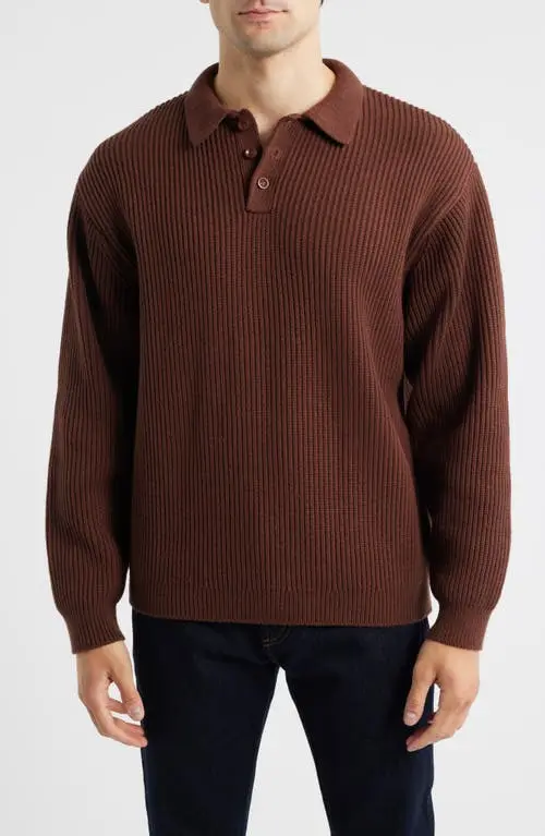 925 ORIGINALS Nicolas Rib Polo Sweater - Brown