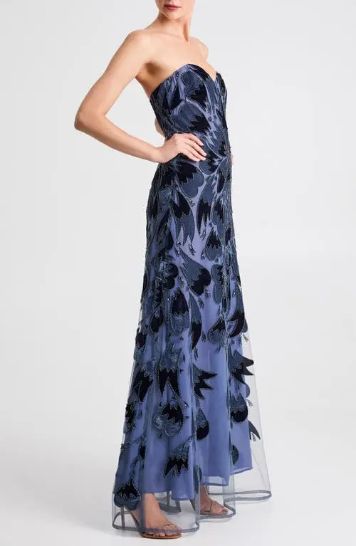 HELSI Sasha Velvet Trim Strapless Gown