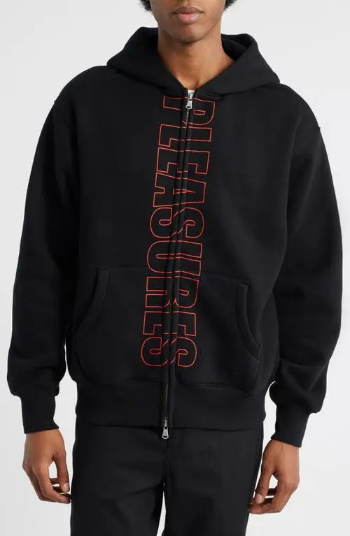 PLEASURES Impact Zip Graphic Hoodie - Black