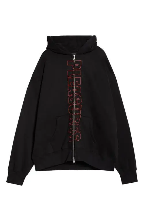 PLEASURES Impact Zip Graphic Hoodie - Black