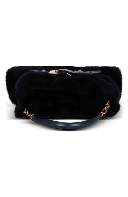 Balmain Anthem Medium Shearling Shoulder Bag
