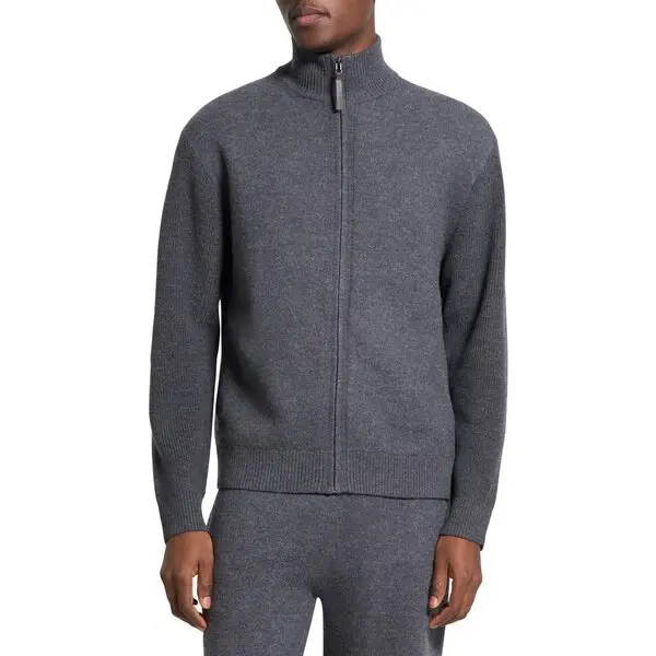 Theory Boiled Merino Wool Zip Cardigan