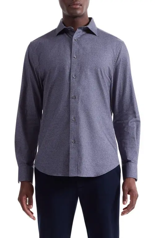 Bugatchi Axel Shaped Fit Brushed Mélange Button-up Shirt - Amethyst