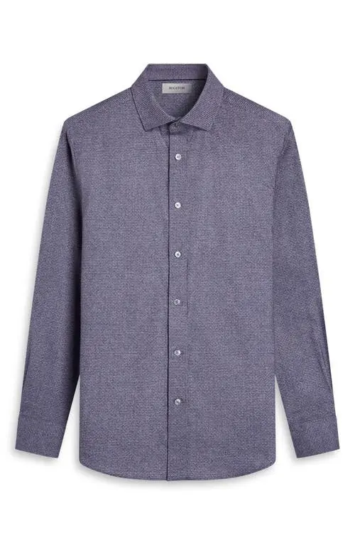 Bugatchi Axel Shaped Fit Brushed Mélange Button-up Shirt - Amethyst