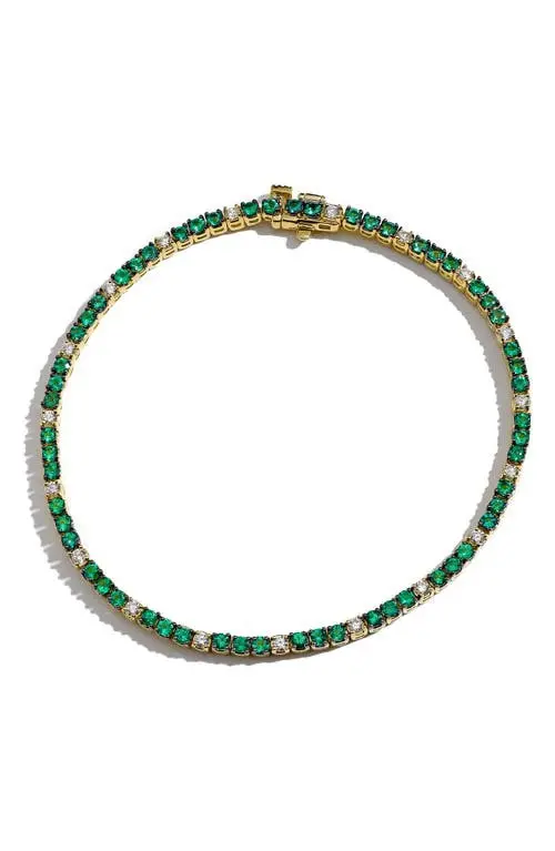 MARK HENRY Gemstone & Diamond Tennis Bracelet - Emerald