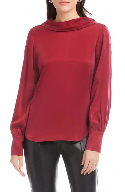 Fifteen Twenty Camille Cowl Back Satin Top - Brick