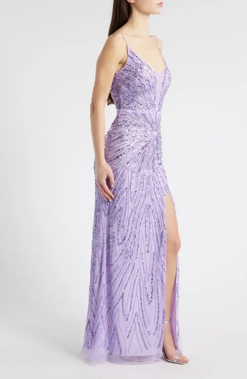 JUMP APPAREL Glitter Mesh Column Gown
