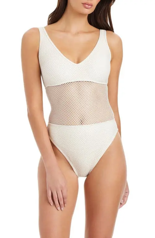 Sanctuary Net Metallic One-piece Swimsuit - White Gold