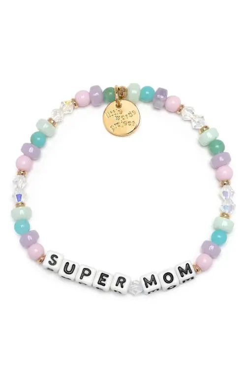 LITTLE WORDS PROJECT Super Mom Beaded Stretch Bracelet - White Multi