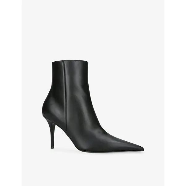 Amina Muaddi Barbara 90 Leather Ankle Boots - Black