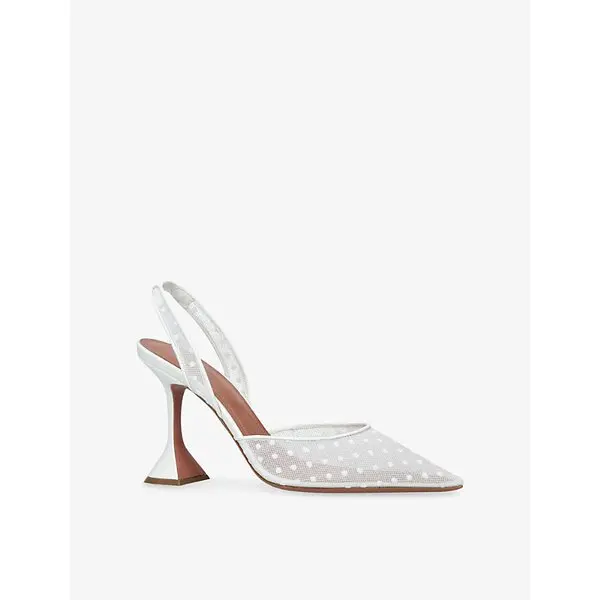 Amina Muaddi Holli 95 Mesh Courts - White