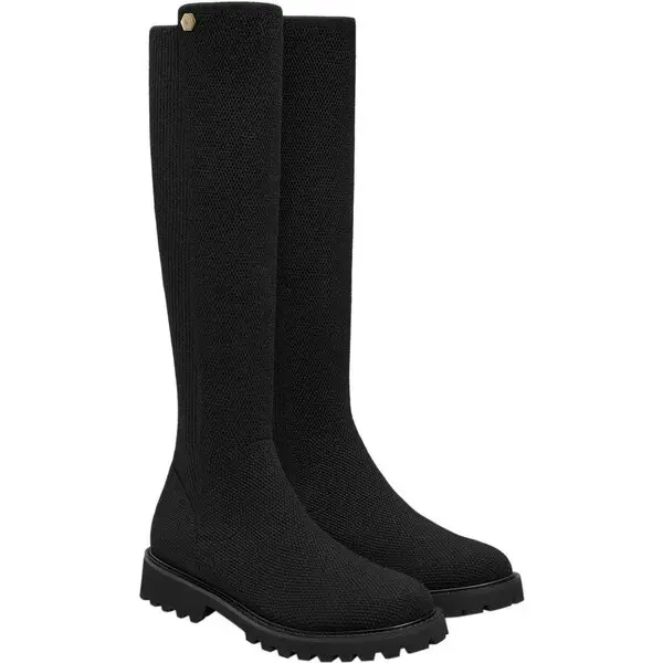 Vivaia Round-toe Stretch Knee-high Boots - Black