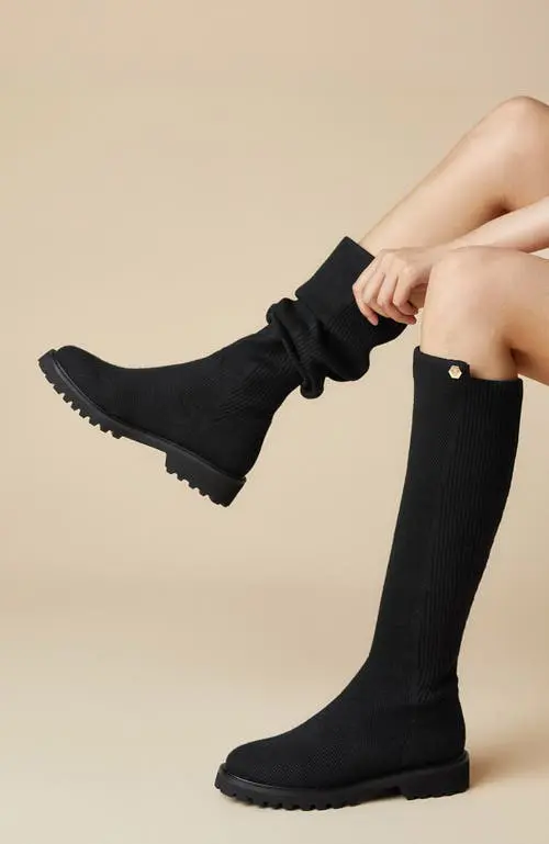 Vivaia Filipa Round-toe Stretchy Wool Knee-high Boots - Black