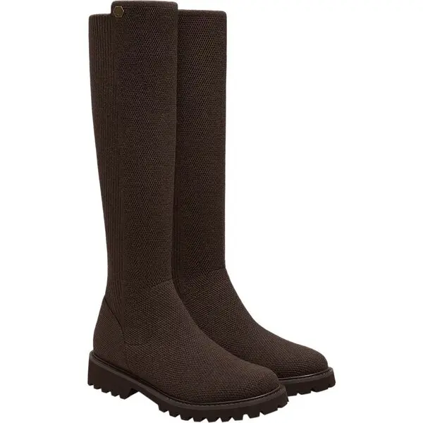 Vivaia Filipa Round-toe Stretchy Wool Knee-high Boots - Dark Chocolate