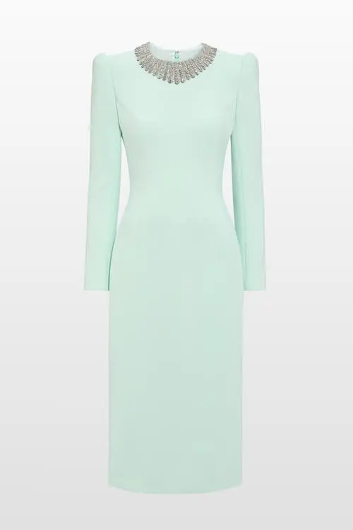 Jenny Packham Cora Long-sleeve Midi Dress - Lagoon
