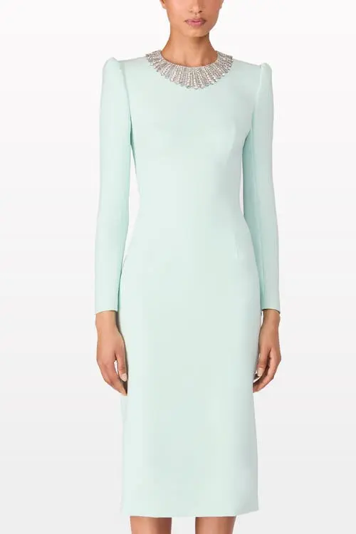 Jenny Packham Cora Long-sleeve Midi Dress - Lagoon