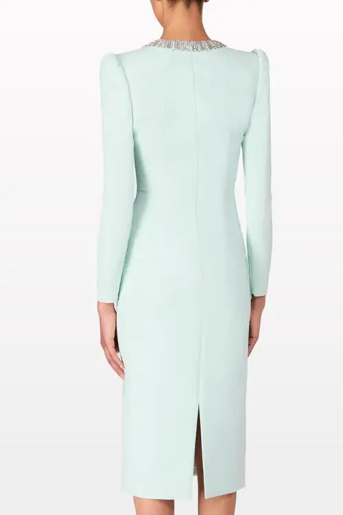 Jenny Packham Cora Long-sleeve Midi Dress - Lagoon