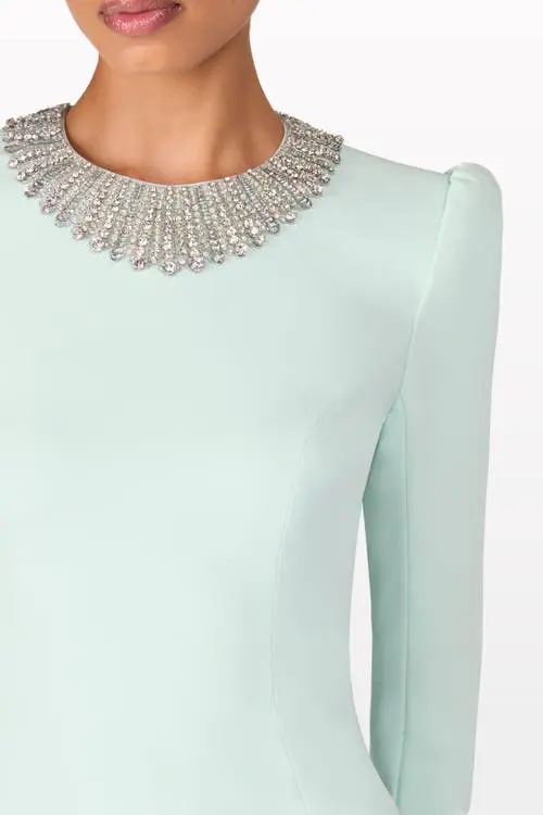 Jenny Packham Cora Long-sleeve Midi Dress - Lagoon