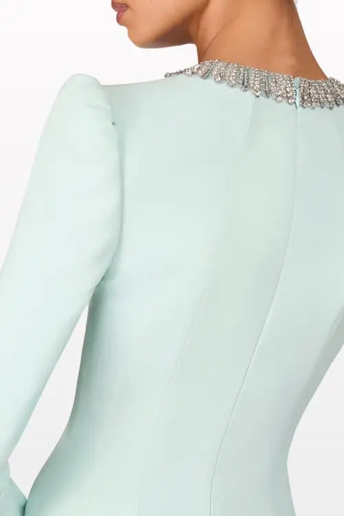 Jenny Packham Cora Long-sleeve Midi Dress - Lagoon