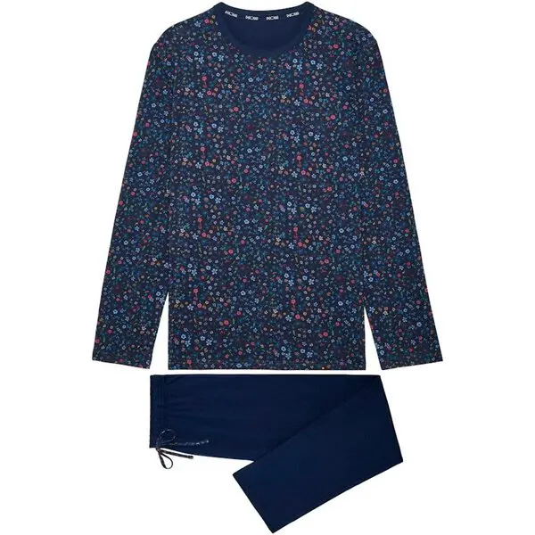 HOM Broceliande Long Pajama Set - Navy Print
