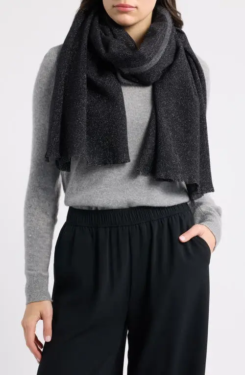 Eileen Fisher Wool Blend Shimmer Wrap - Black