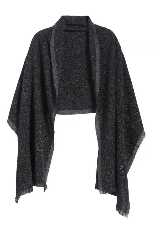 Eileen Fisher Wool Blend Shimmer Wrap - Black