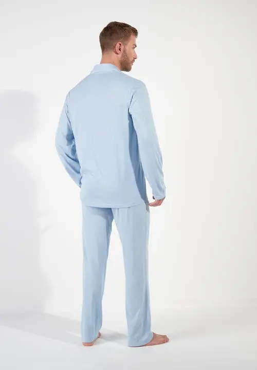 HOM Rafael Long Pajama Set - Light Blue