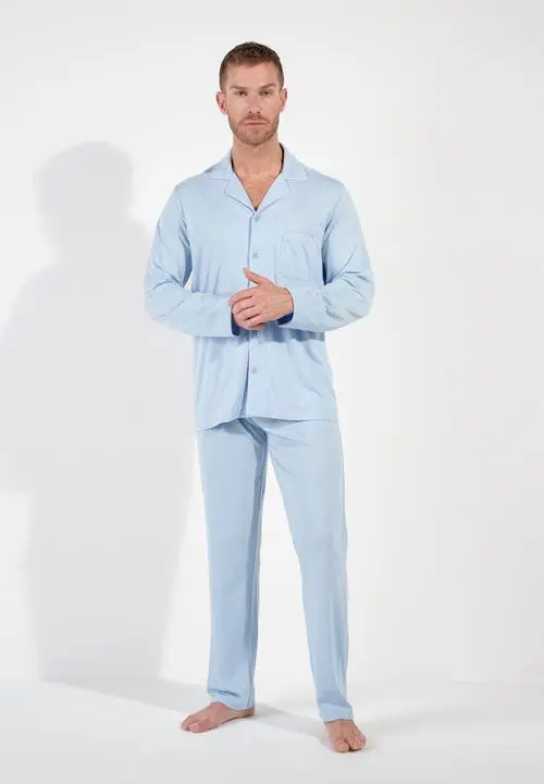 HOM Rafael Long Pajama Set - Light Blue