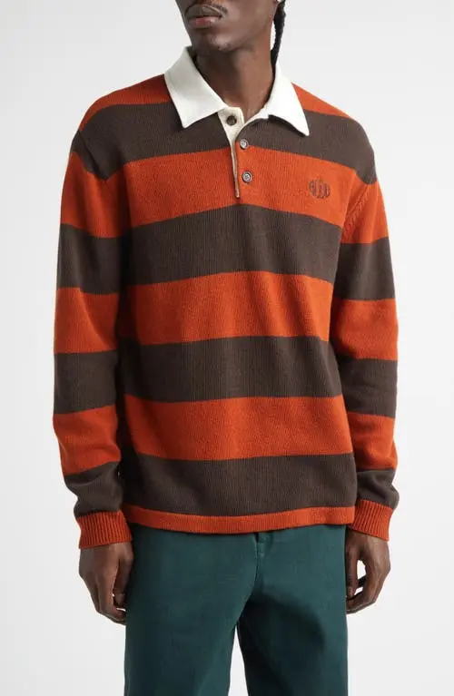 BODE Pine Stripe Wool Rugby Sweater - Brown Multi