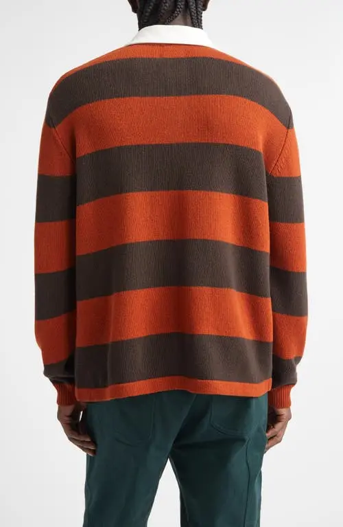 BODE Pine Stripe Wool Rugby Sweater - Brown Multi