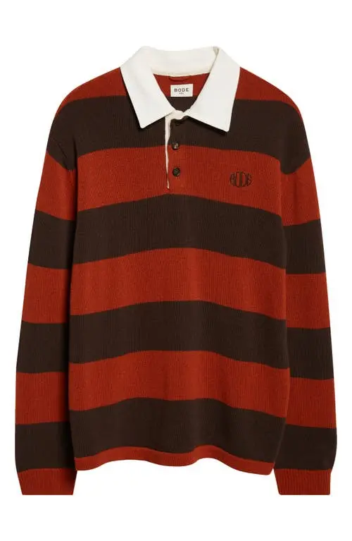 BODE Pine Stripe Wool Rugby Sweater - Brown Multi