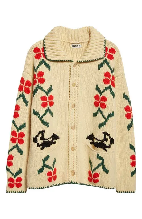 BODE Pirate Ship Virgin Wool Cardigan - Ivory