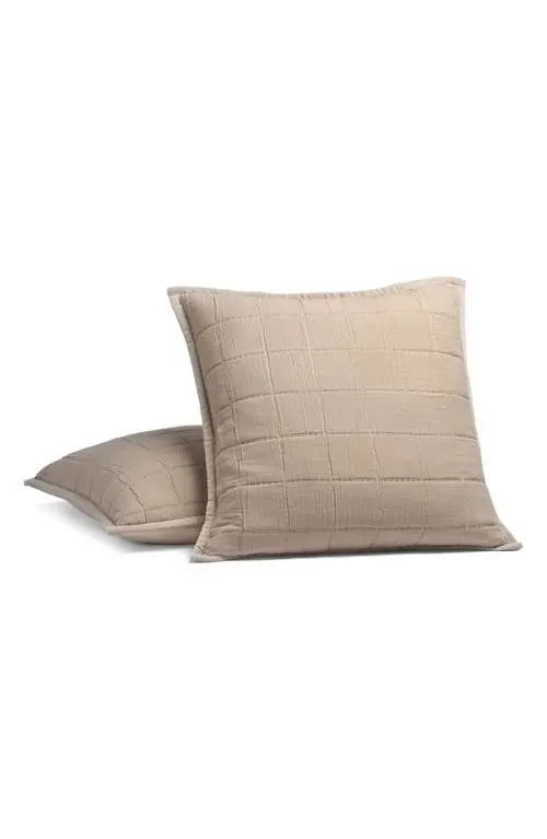 CRANE HOME Set Of 2 Quilted Euro Pillow Shams - Gray
