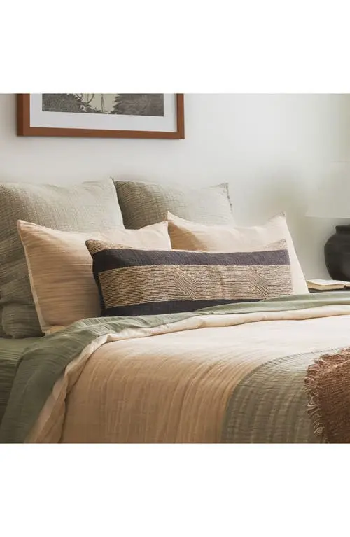 CRANE HOME Balance Jute Embroidery Lumbar Pillow