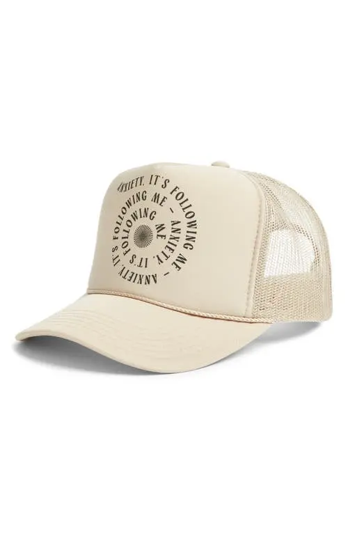 FRIDAY FEELIN’ Printed Trucker Hat - Tan