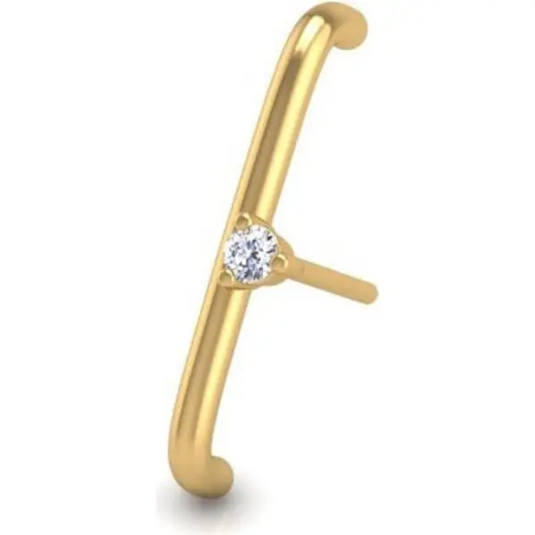 SEED2STONE Solo Diamond Vertical Climber Earring In Recycled Sterling - Yellow Gold