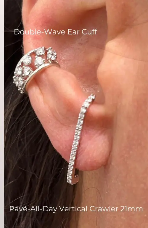 SEED2STONE Diamond Pavé Vertical Ear Crawler - Silver