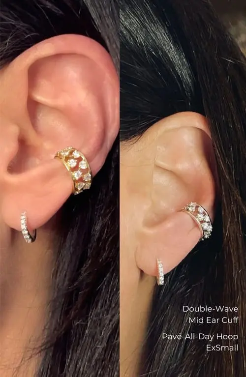 SEED2STONE Double-wave Diamond Ear Cuff - Silver