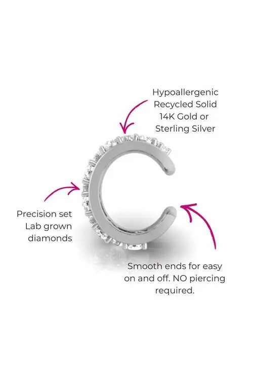 SEED2STONE Double-wave Diamond Ear Cuff - Silver