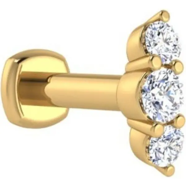 SEED2STONE Triple-threat Diamond Flat Back Single Stud - Yellow Gold