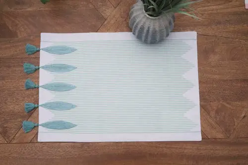 C&F HOME Tassel And Stripes Fish Placemats Machine Washable Set Of 6