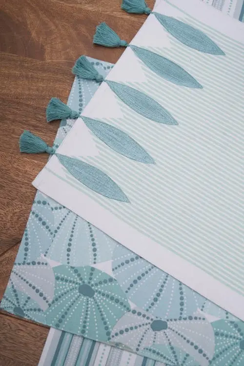 C&F HOME Tassel And Stripes Fish Placemats Machine Washable Set Of 6