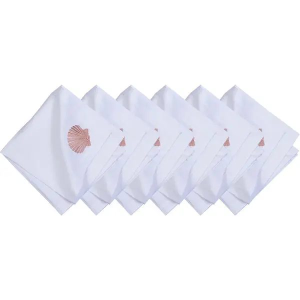 C&F HOME Nature Coral Embroidered Machine Washable Napkins Set Of 6 - Pink