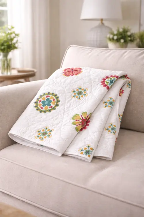 CAROL & FRANK Fallon Botanical Cotton Blend Accent Throw Blanket 50" X 60