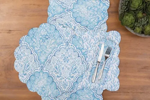 C&F HOME Chinoiserie Coast 100% Cotton Graphic Print Quilt Table Runner 14" X 51