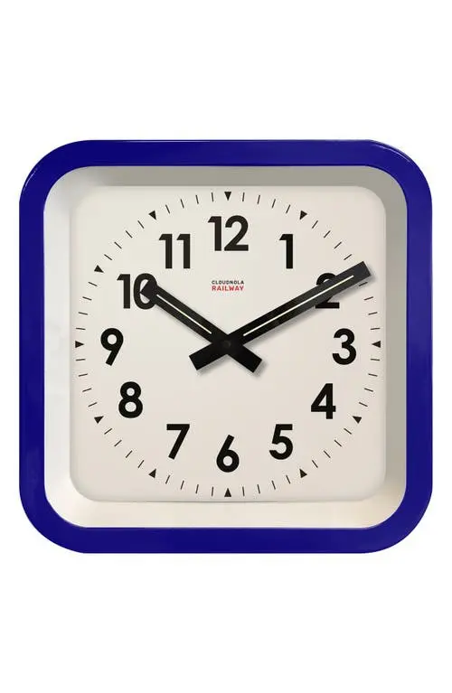 CLOUDNOLA Big Railway Indoor/outdoor Square Clock - Blue